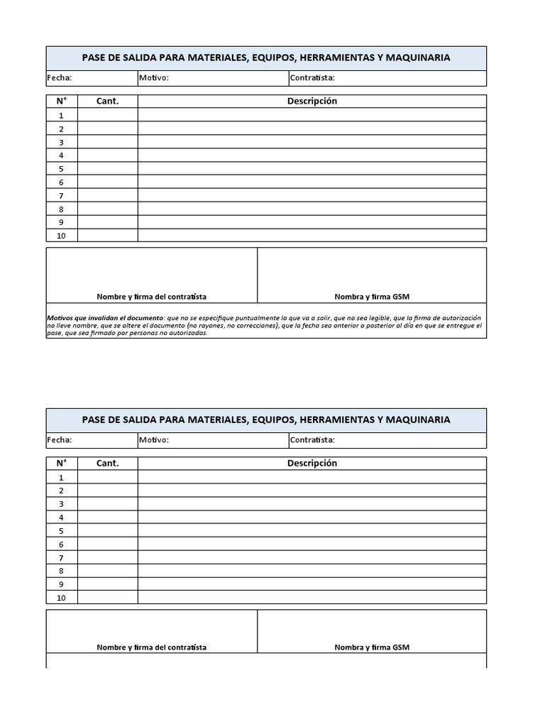 Pase de Salida | PDF