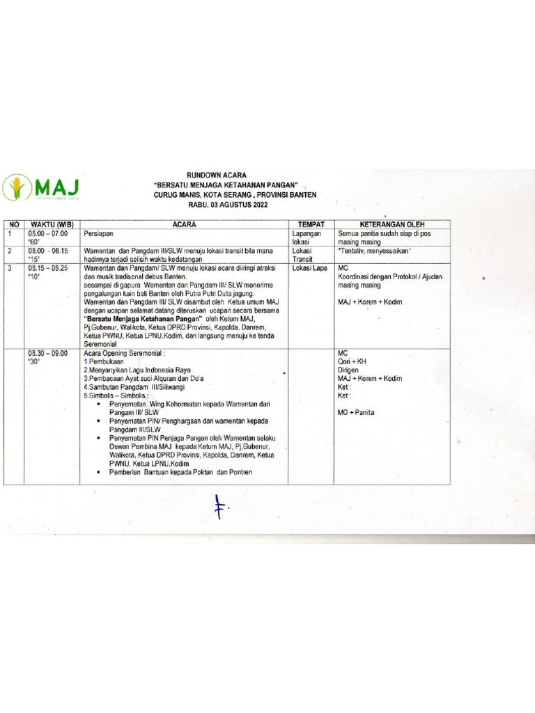 Susunan Acara Panen Raya Jagung | PDF