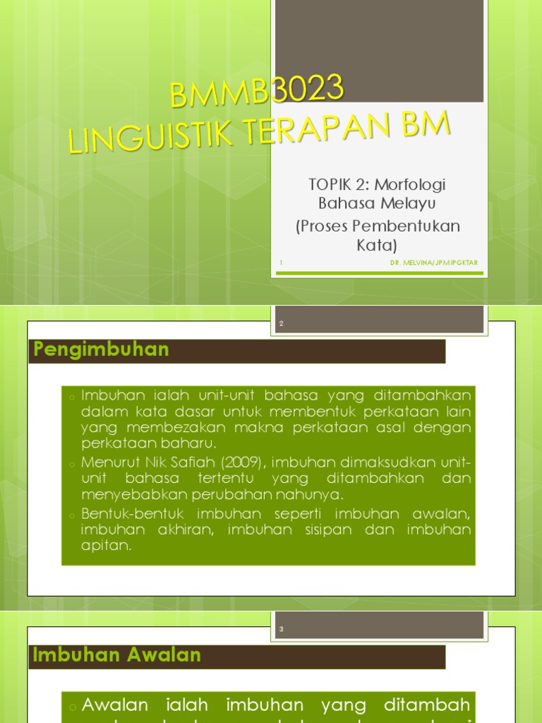 Topik 2 Morfologi Bahasa Melayu Proses Pembentukan Kata | PDF