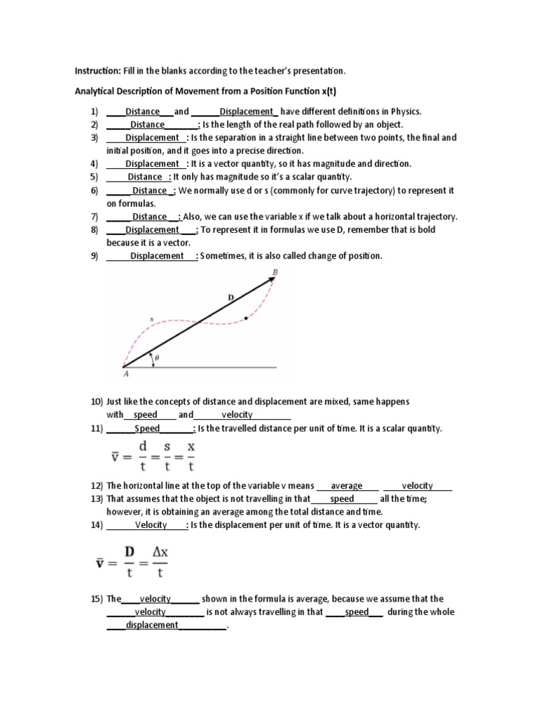 Activity - Topic 5 - Fill The Blank | PDF | Velocity | Acceleration