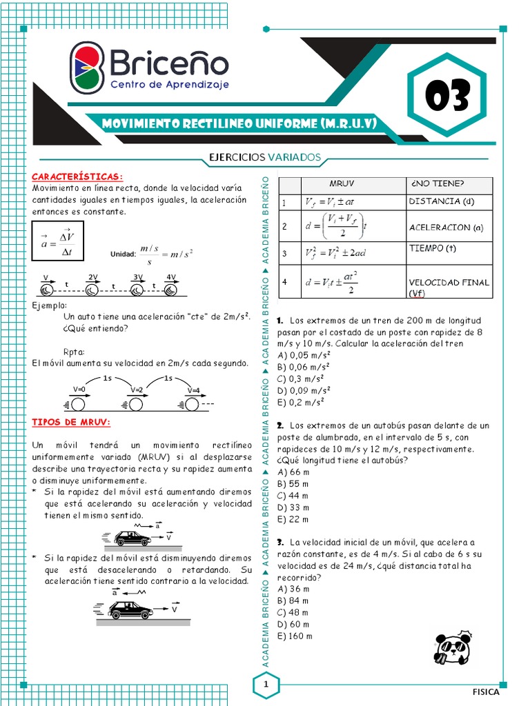 Practica MRUV #1 | PDF | Velocidad | Aceleración
