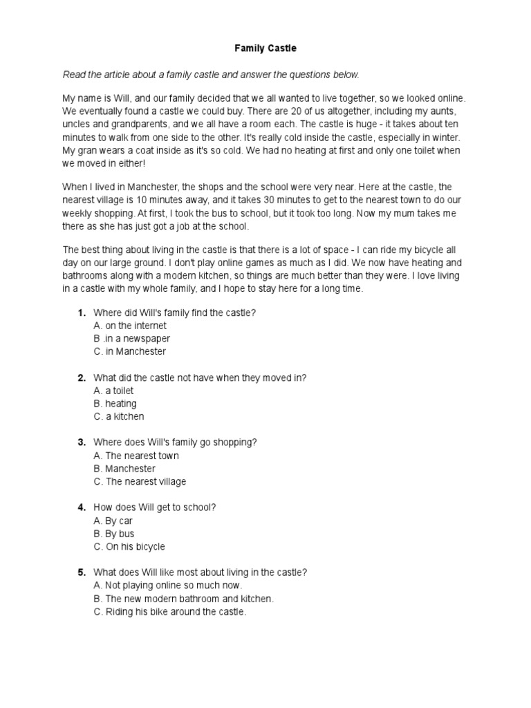 Life in a Family Castle: Will's Story | PDF