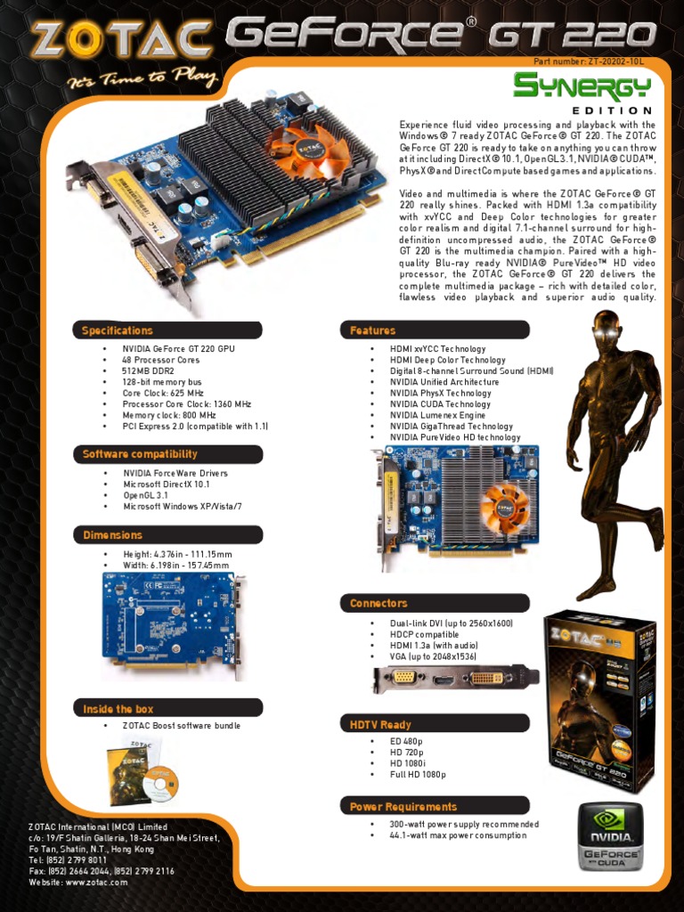ZT 20202 10L - GT 220 512MB Synergy Edition - v1 | PDF | Hdmi | Computing