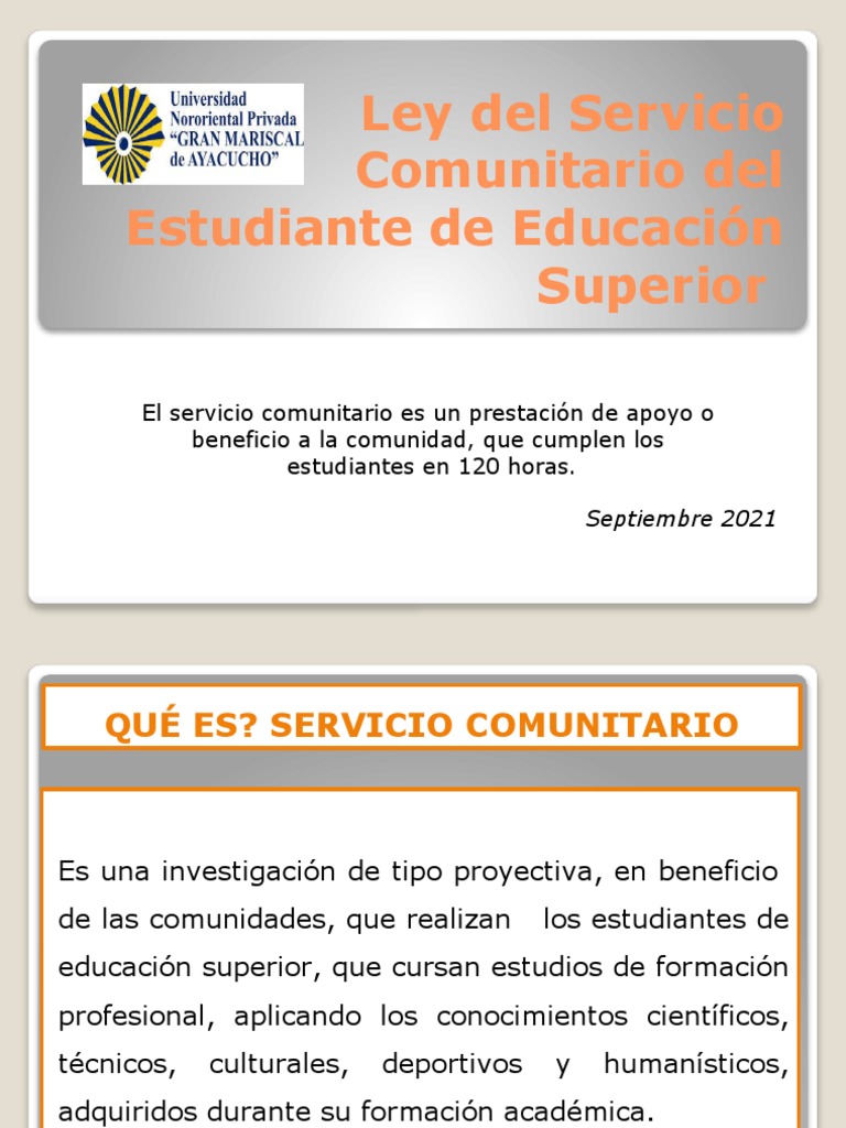 Presentacion de Servicio Comunitario Septimbre-2021-UGMA | PDF | Evaluación