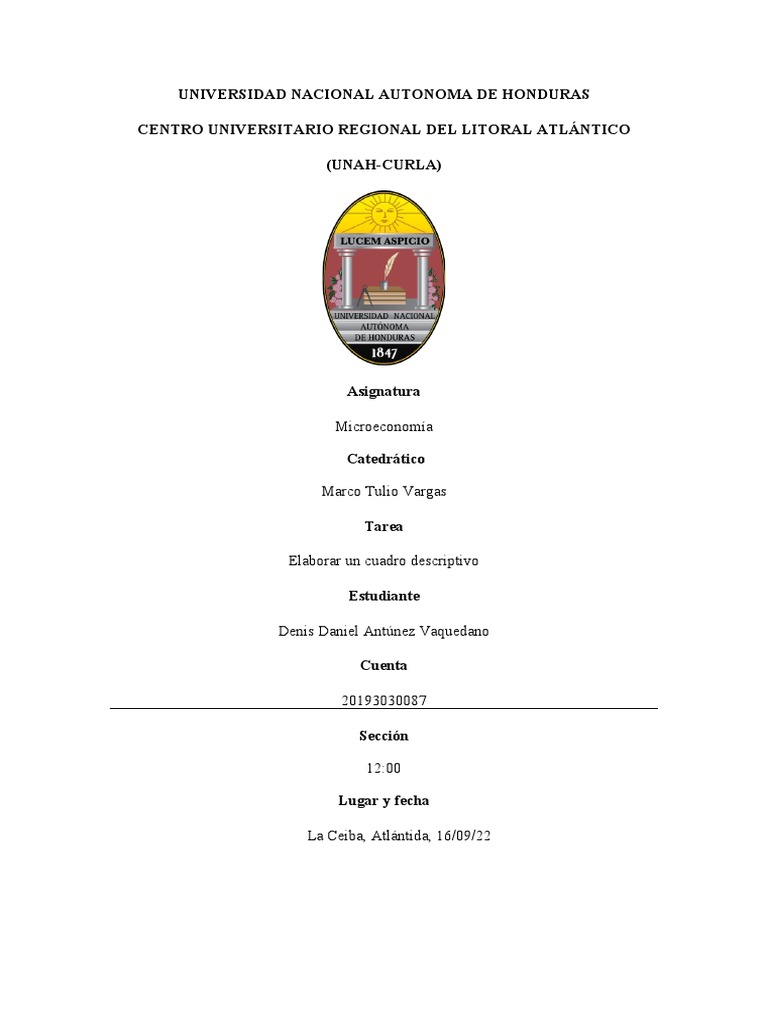 Antunez - Denis Daniel - U1T2a1 | PDF | Honduras | Economias