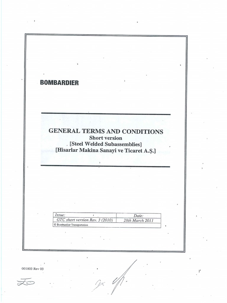 Bombardier - General Terms&Conditions | PDF