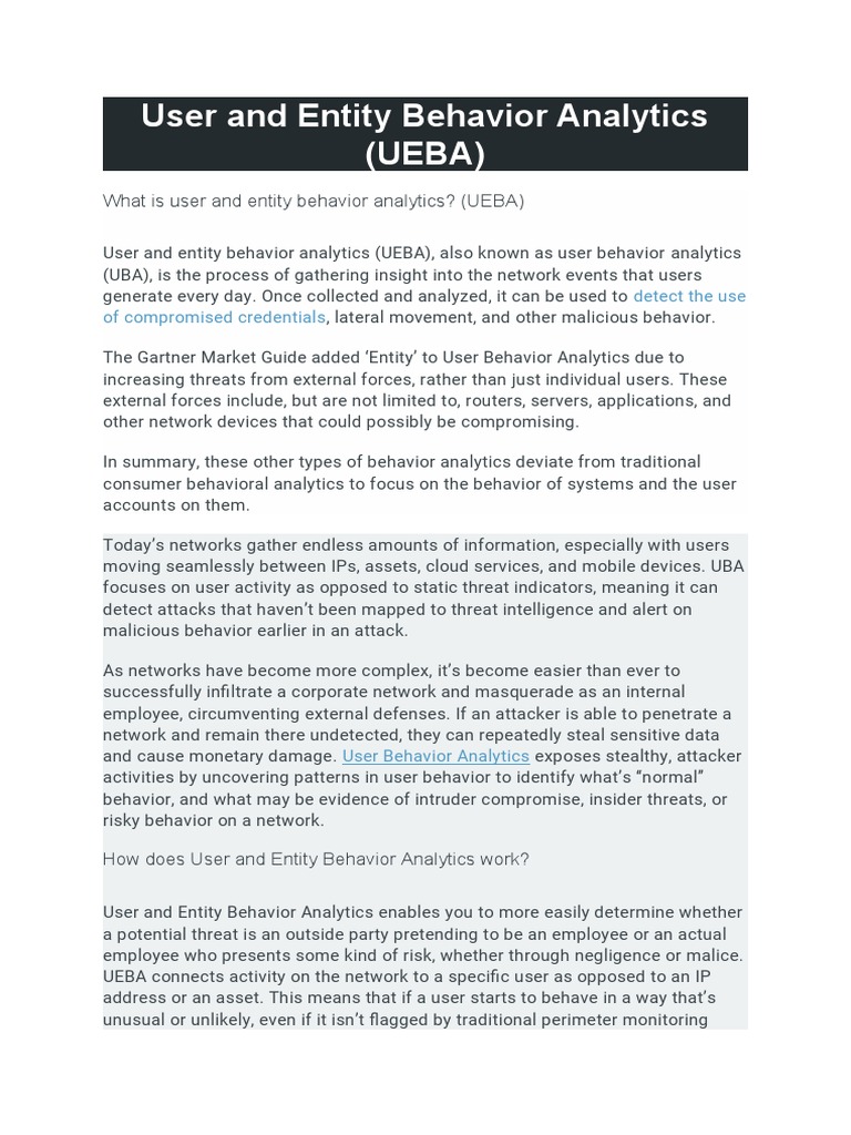 UEBA | PDF | Security | Computer Security