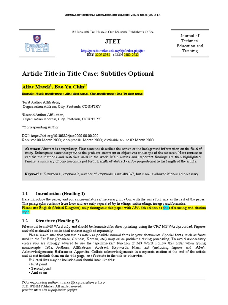 JTET Template 2021-OTH | PDF | Copyright | Euclidean Vector