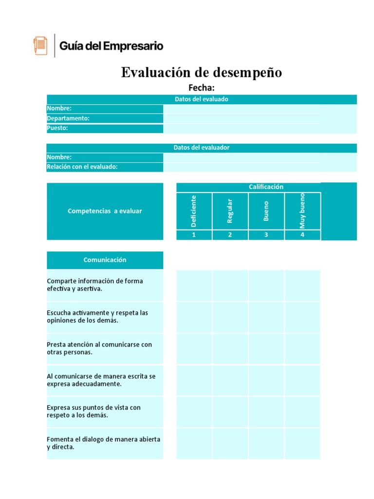Formato de Evaluacion de Desempeno en Excel | PDF | Evaluación | Ciencia cognitiva