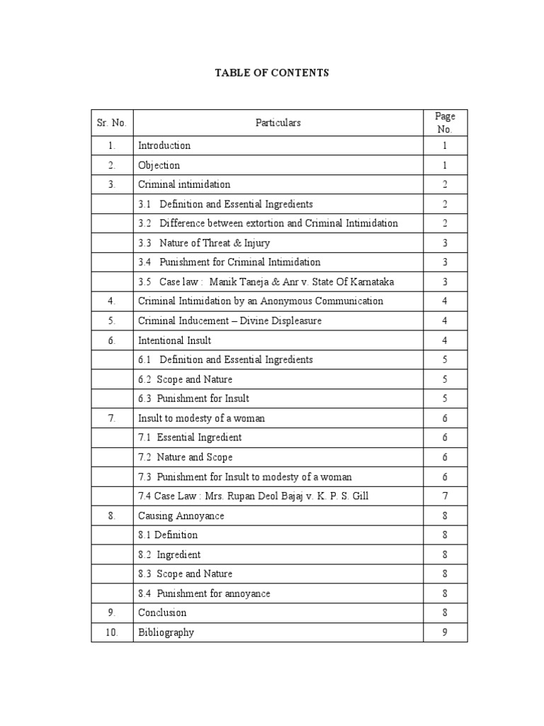 Criminal Intimidation, Insult and Causing Annoyance | PDF | Crimes ...