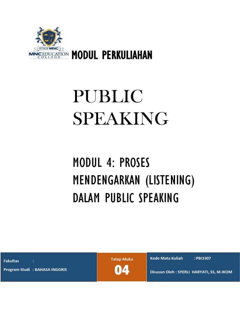 Modul 4 Public Speaking - Pbi-Dikonversi | PDF