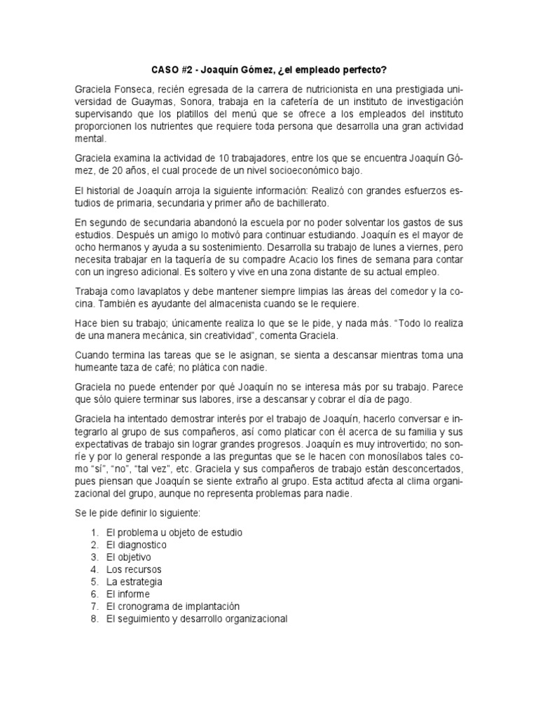CASO 2 - Joaquín Gómez, ¿El Empleado Perfecto? | PDF