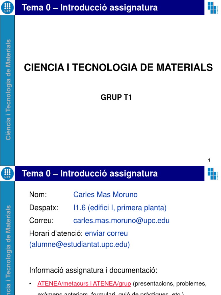 Tema 0 Introducció Assignatura T1 | PDF