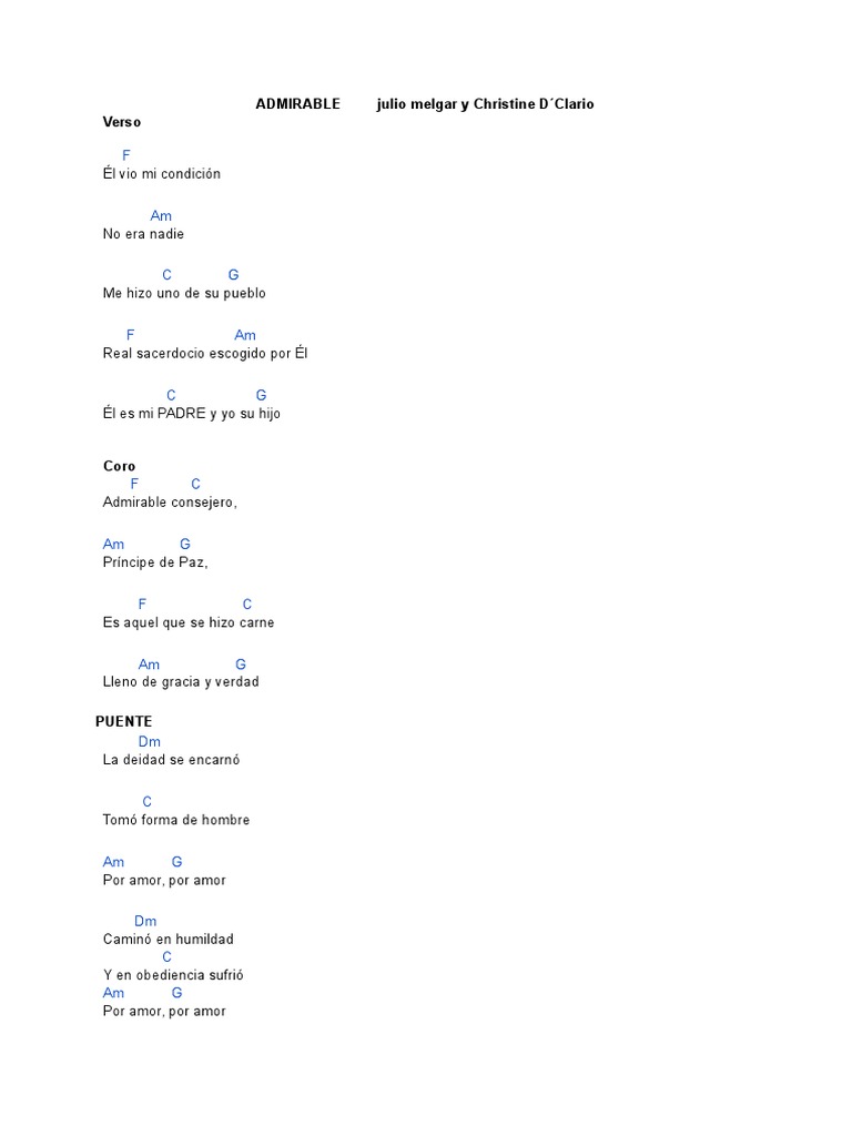 ADMIRABLE Acordes Julio Melgar y Christine D Clario | PDF
