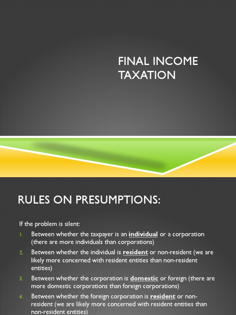 Final Income Taxation Rules Overview | PDF | Taxes | Income Tax