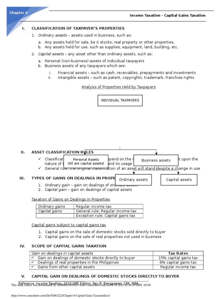 Chapter 6 Capital Gains Taxation | PDF | Capital Gains Tax | Taxes