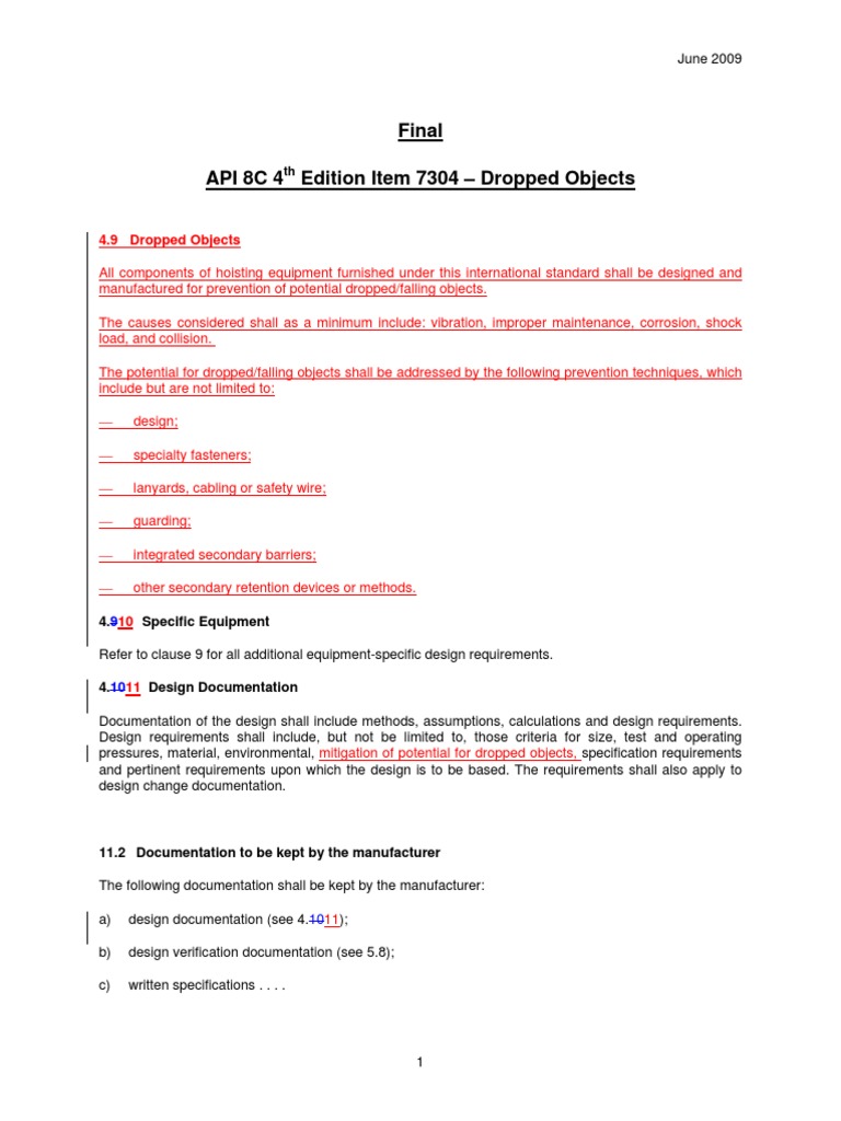API 8C 4th Edition Item 7304 - Dropped Objects | PDF | Specification ...