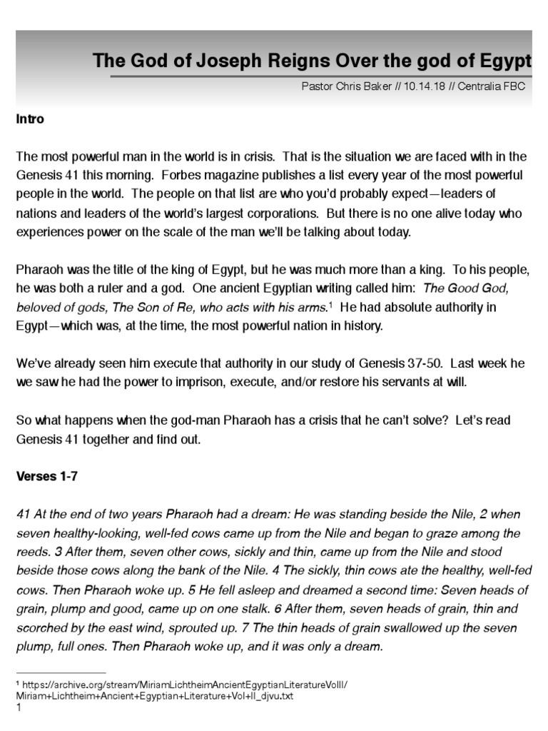 Genesis 41 1-57 | PDF