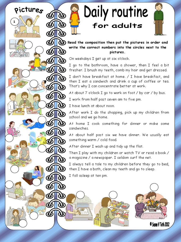 Daily Routines For Adults Elementary With Key Reading Comprehension ...