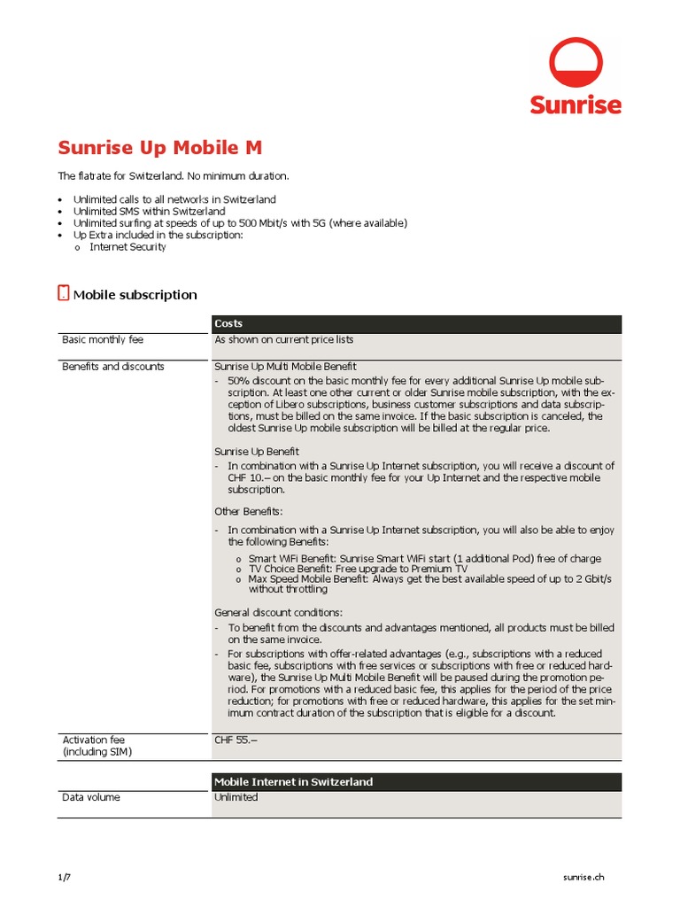 Swiss Mobile Plan: Unlimited Local Use | PDF | Roaming | Fee