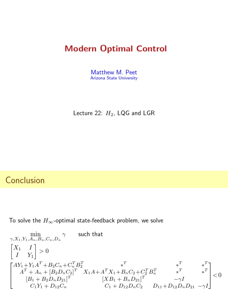 507 Lecture 22 | PDF | Control Theory | Electrical Engineering