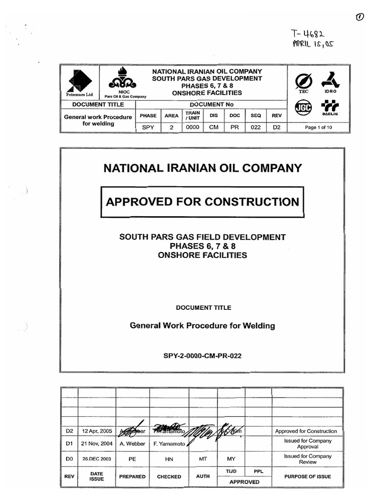 General Work Procedure For Welding | PDF