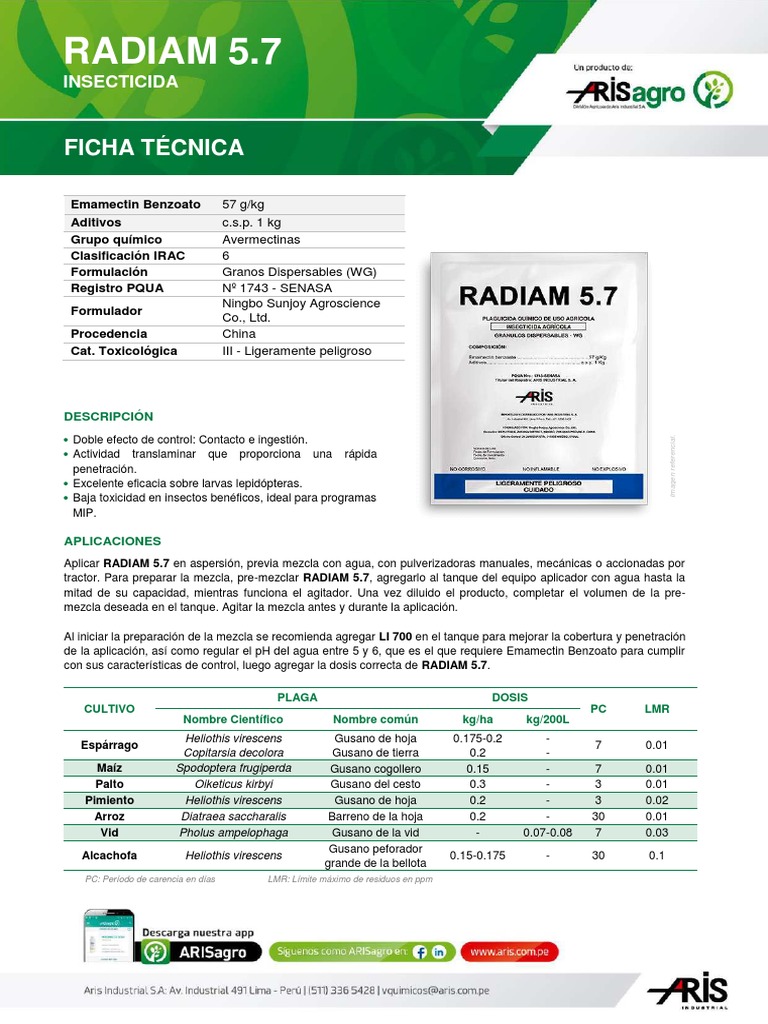 Insecticida RADIAM 5.7: Eficacia y Uso | PDF