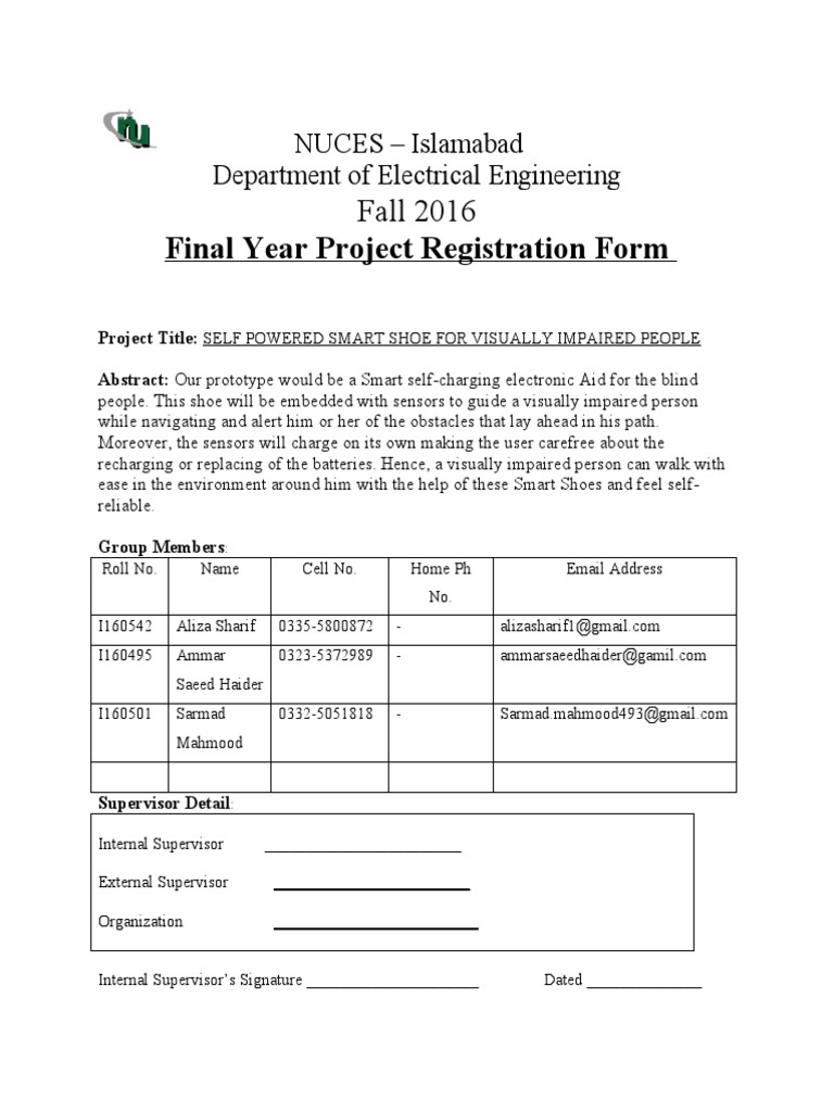 Complete FYP Registration Form | PDF