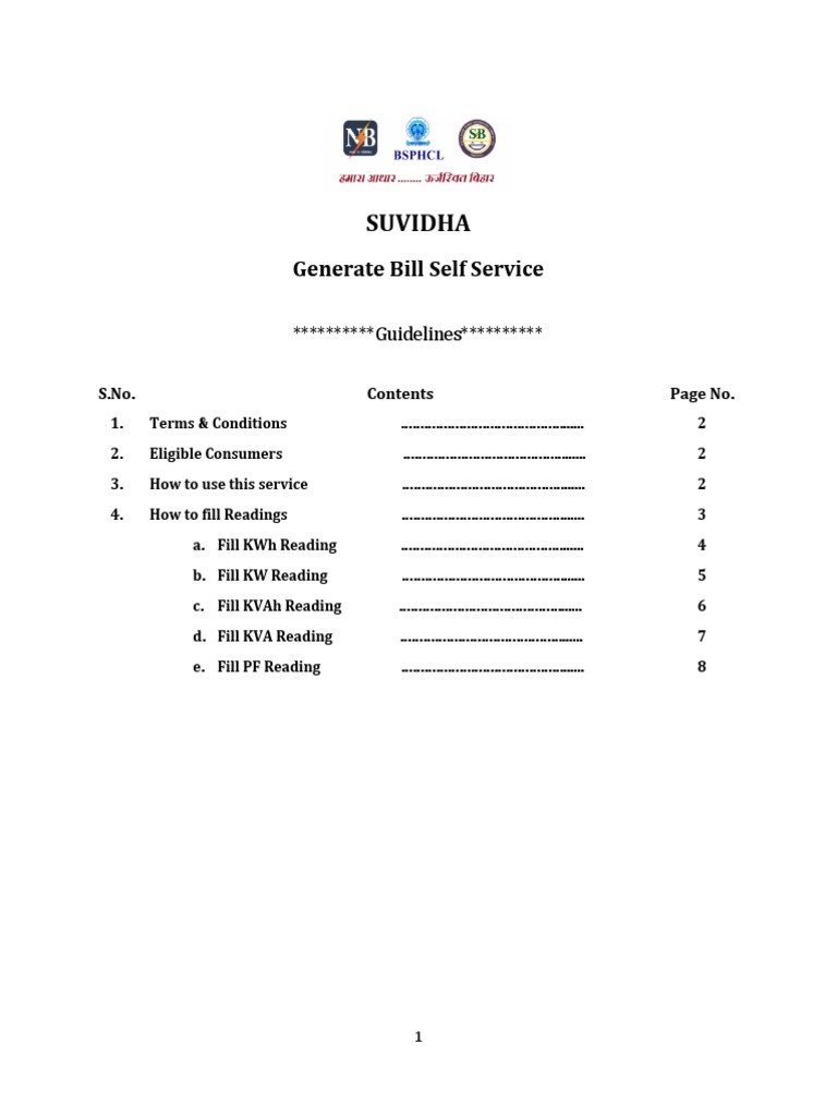 Guidelines Consumer Self Bill Generate en | PDF | Decimal | Software