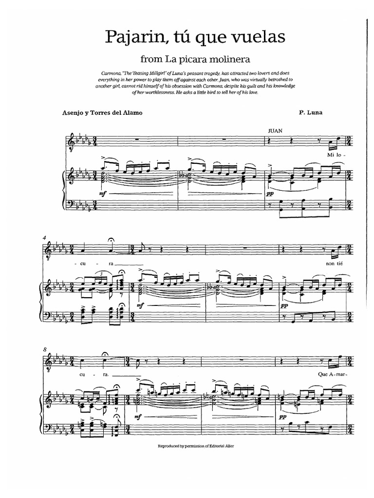 P. LUNA - Paxarín Tú Que Vuelas (La Pícara Molinera) | PDF