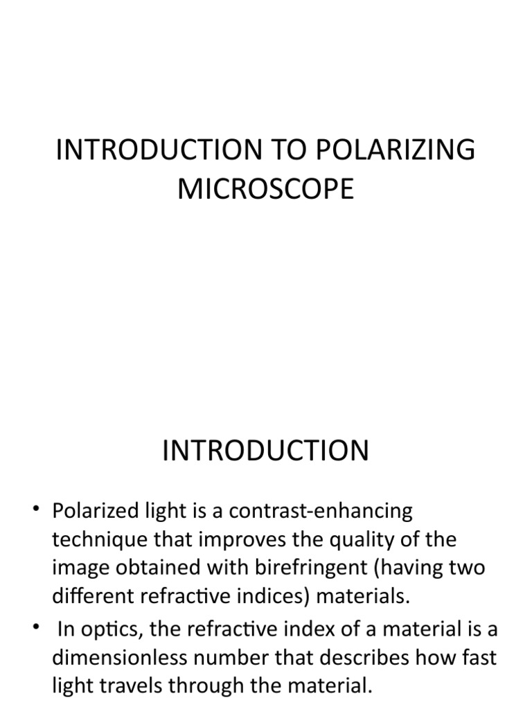 Introduction To Polarizing Microscope BS 3RD MIN LEC 1 | PDF ...