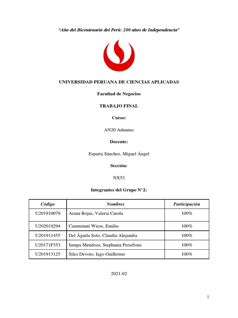 Trabajo Final - G2 - NX53 | PDF | café | aduana