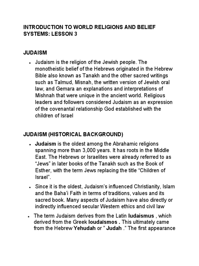 Overview of Judaism: Beliefs and Texts | PDF | Hebrew Bible | Nevi'im
