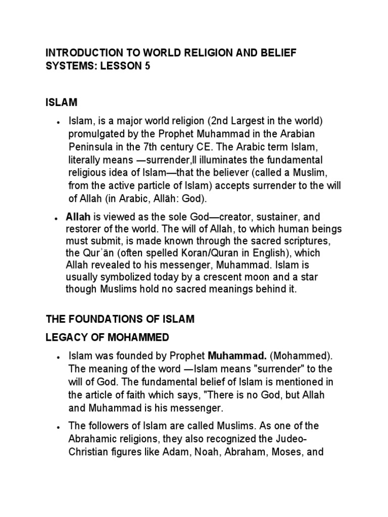 Introduction To World Religion and Belief Systems Lesson 5 | PDF ...