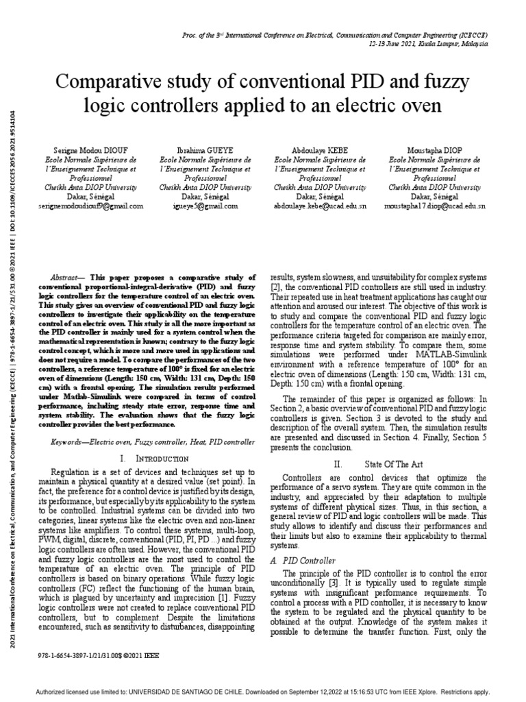 Comparative Study of Conventional PID and Fuzzy Logic Controllers Applied To An Electric Oven ...