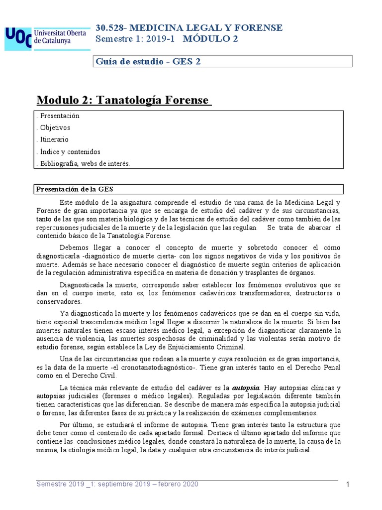 GES 2. Tanatologia Forense | PDF | Jurisprudencia médica | Muerte