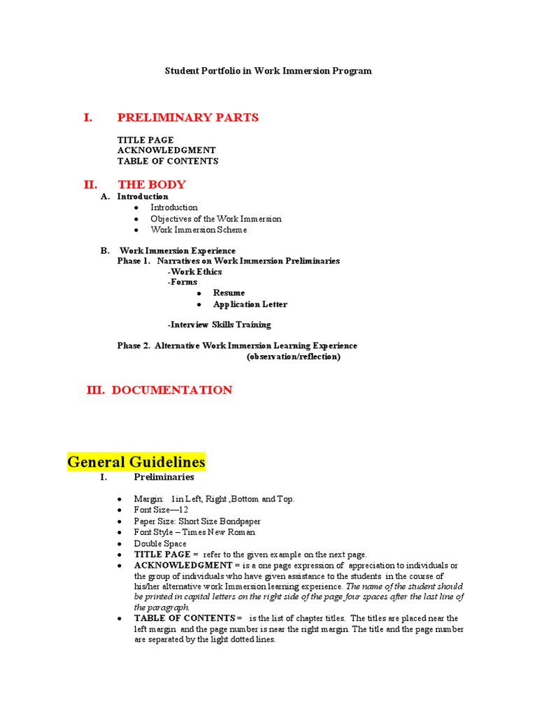 2020 2021 Work Immersion Portfolio | PDF | Experience | Learning