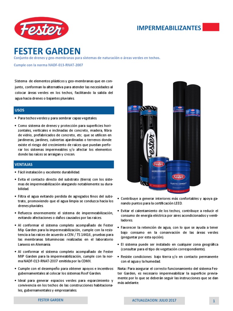 MX FT Fester Garden Impermeabilizante Prefabricado | PDF | Agua | El ...