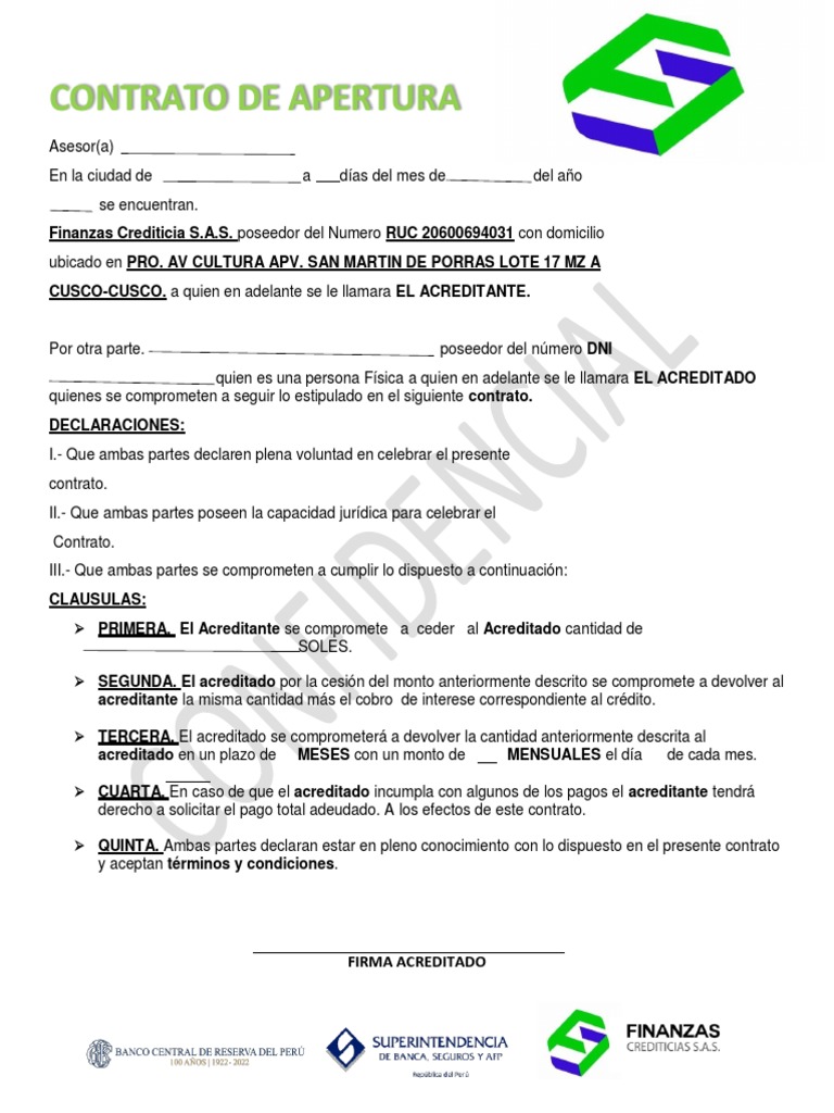 Modelo De Contrato De Financiamiento