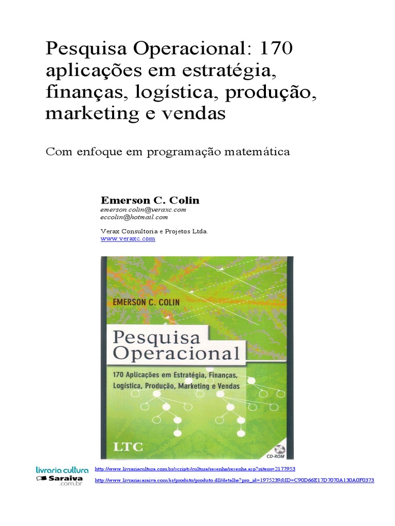 LIVRO EMERSON COLIN (PO-Sumario) Retrata Teoria Jogos e AHP | PDF ...