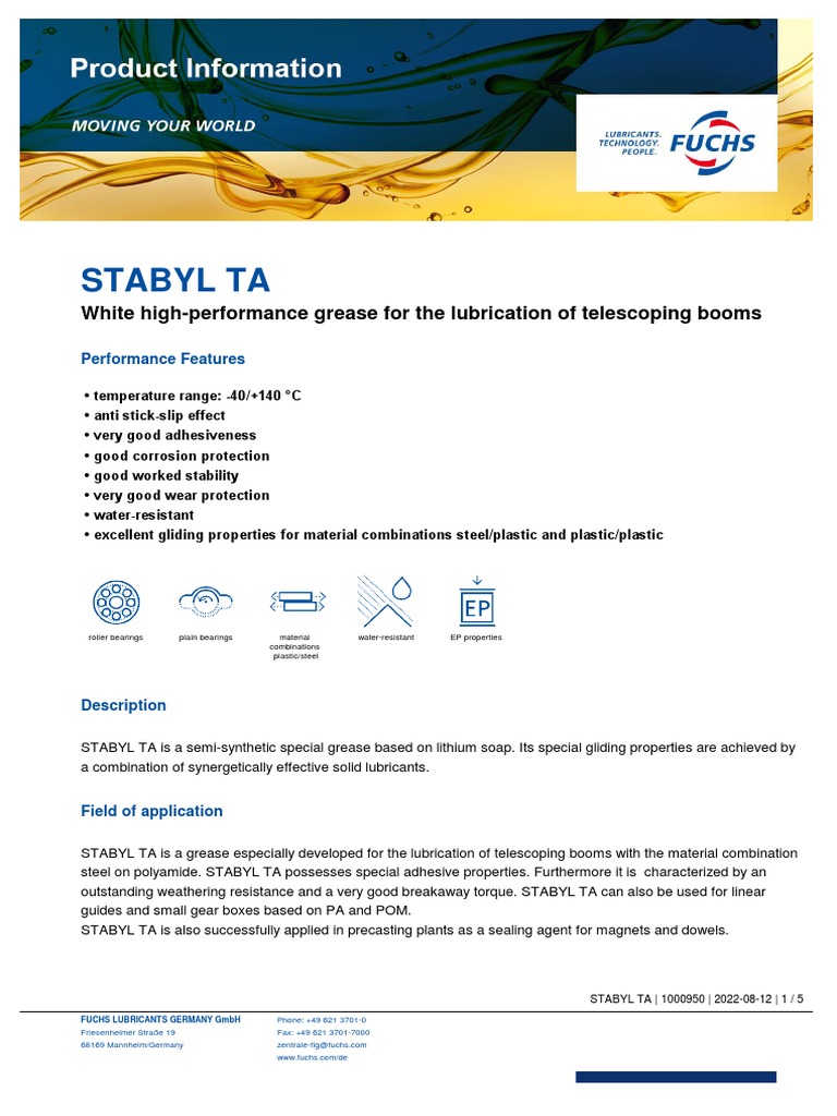 Stabyl Ta - Pi - (Gb-En) | PDF | Lubricant | Materials Science