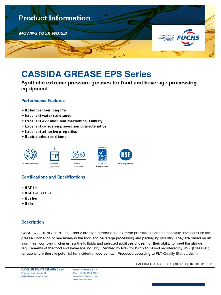 Cassida Grease Eps 2 - Pi - (Gb-En) | PDF | Lubricant | Bearing ...