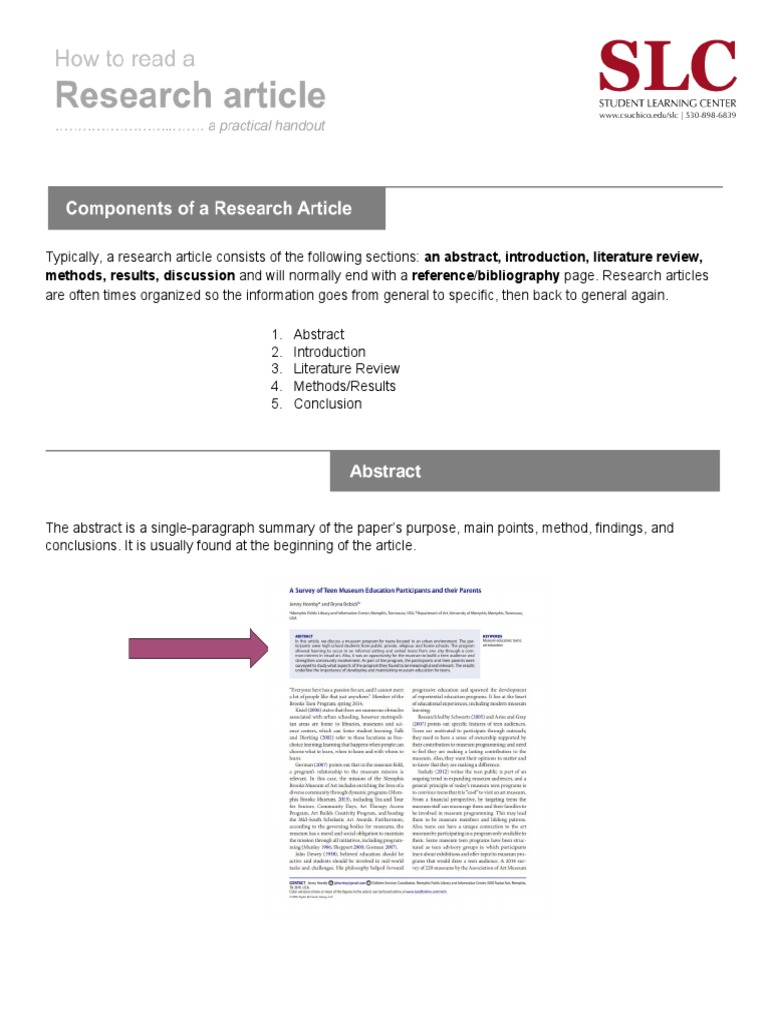 How To Read A Research Article | PDF | Science | Methodology