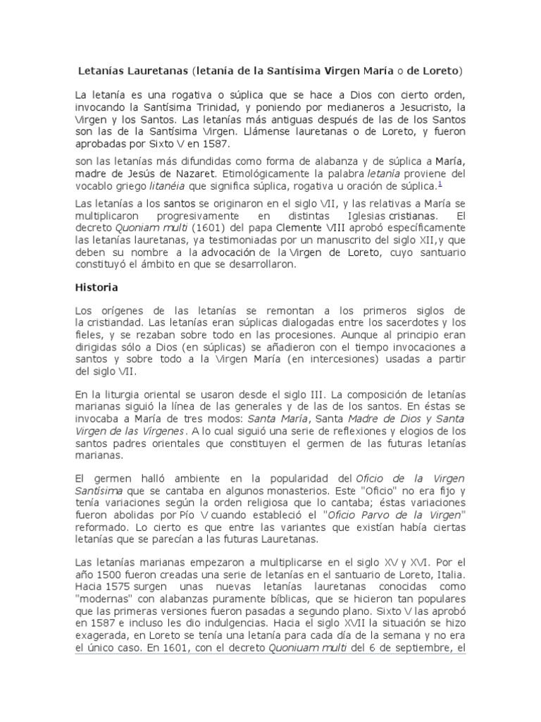 Letanías Lauretanas | PDF | Adoración Cristiana Y Liturgia | Iglesia ...