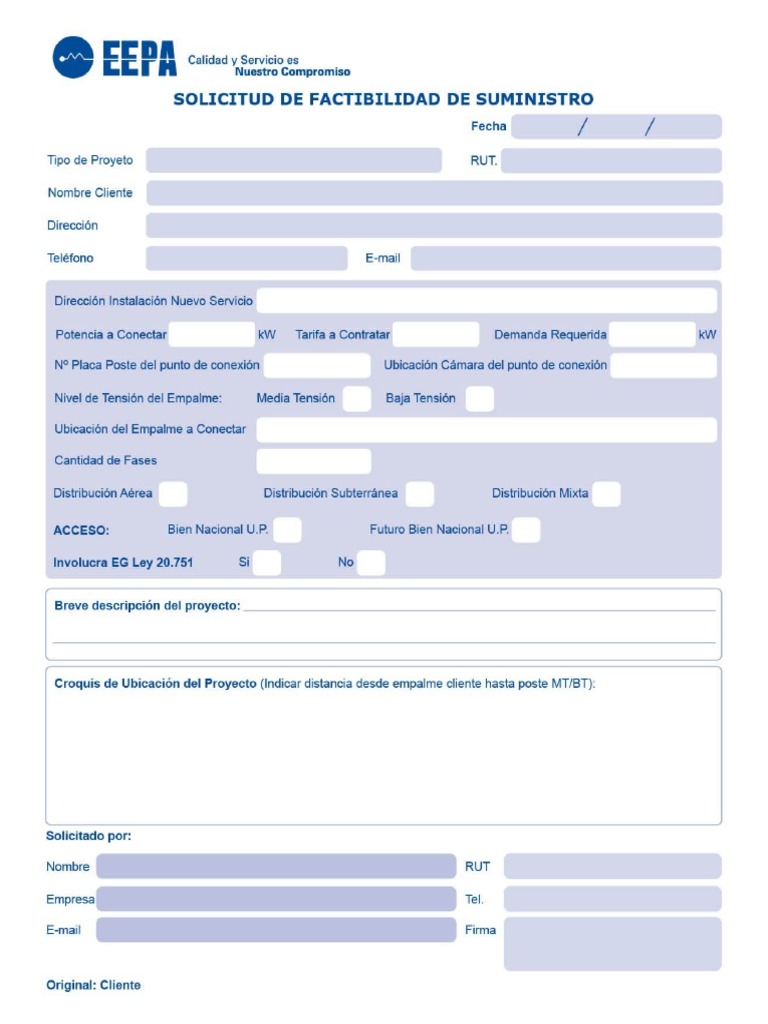 Solicitud de Factibilidad de Suministro EEPA | PDF