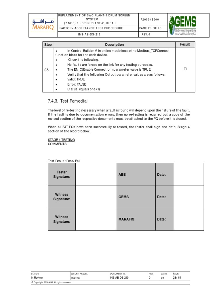 Factory Acceptance Test Procedure For DCS - Part 6 | PDF | Computing ...