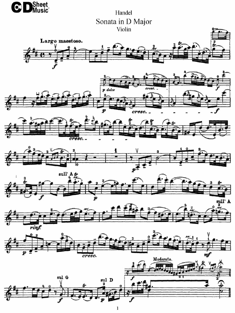 Handel - Sonata in D Major | PDF