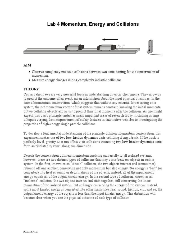 Lab - 4 - Momentum - Energy - Docx Filename | PDF | Collision | Momentum