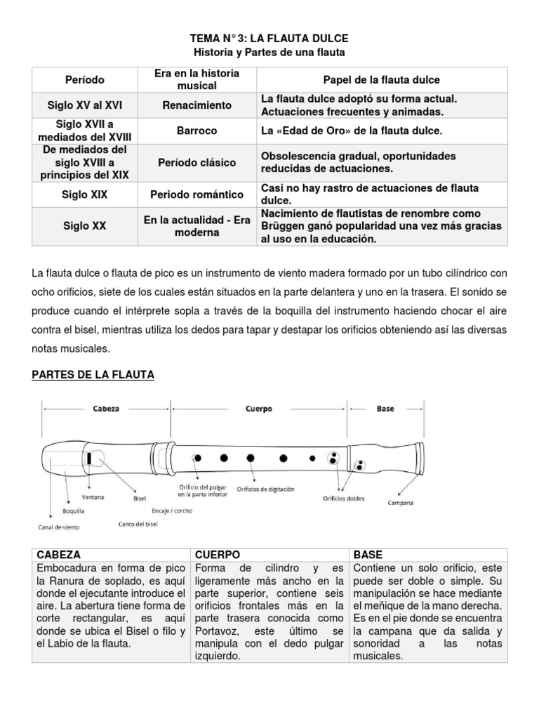 Evolución e Historia de la Flauta Dulce | PDF | Flauta | Grabadora ...
