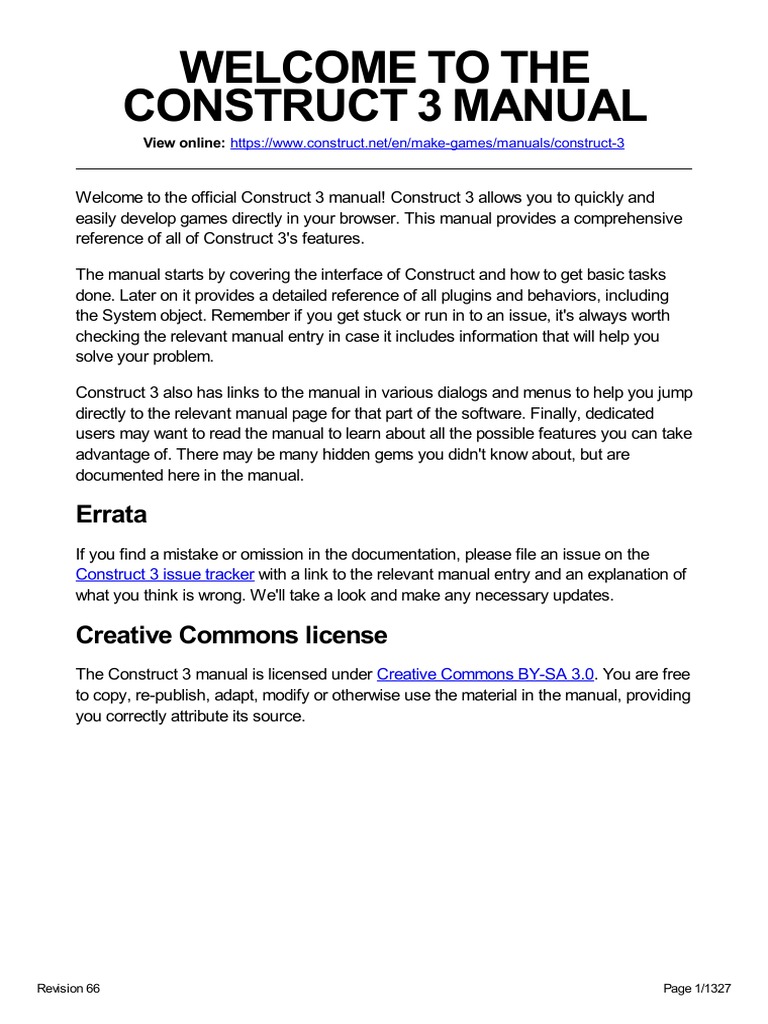 Construct 3 Manual | PDF | Computer File | Online And Offline